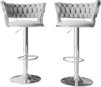 Mirjan24 Barhocker BS-1141-CM, Barstuhl mit Metallbeine, 2 im Set, Regulierbare Sitzh&ouml;he, gepolsterte K&uuml;chenstuhl mit R&uuml;ckenlehne, Hocker, Barstuhl, K&uuml;chenhock