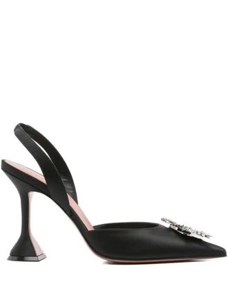 Amina Muaddi mules 95 mm Begum &agrave; ornements - Noir