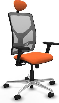 Piqueras y Crespo B&uuml;rostuhl, Kopfst&uuml;tze mit 3D-Armen, h&ouml;henverstellbare Lendenwirbelst&uuml;tze und festes Kopfteil, ausgestattet mit 3 Positionen und Schneideschaum, Grau/O