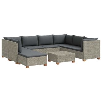 vidaXL 9 Pz Set Lounge In Rattan Con Cuscini Gendt Rattan Naturale Vidaxl