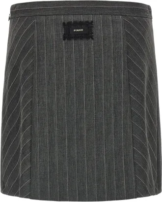 Pinko Pinstripe Flared Skirt - gray