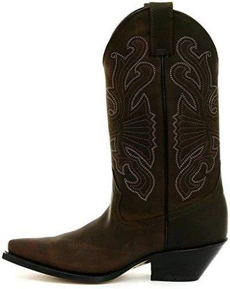 Grinders Bottes de Cowboy Marron Western en Cuir de Buffle pour Hommes 44