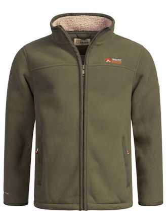 Arctic Seven Herren Fleece Jacke mit Teddyfell Futter Fleecejacke Wanderjacke AS325 [AS-325-Olive-Gr.XXL]