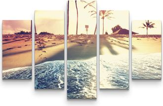 Paul Sinus Art Leinwandbilder | Bilder Leinwand 160x100cm Tropischer Strand mit Palmen