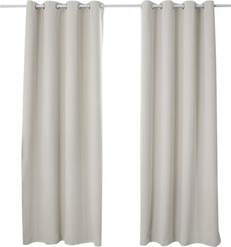 Woltu 2er Set Gardinen mit Ösen, Verdunklungsvorhang für Wohnzimmer Schlafzimmer, Blickdicht, gegen Kälte und Hitze, 250g/m² Dicke,135x225 cm, Creme