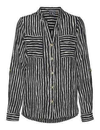 Vero Moda Damen Vmbumpy L/S Shirt New WVN Ga Noos Langarmbluse, Black/Stripes:mara,XS