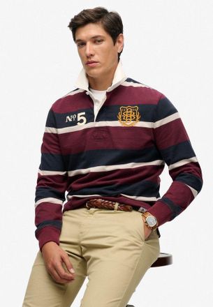 Superdry Langarmshirt DOUBLE EMBLEM STRIPE RUGBY aus Baumwolle und Single Jersey, Relaxed Fit, gestreifte Optik