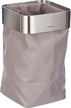 Blomus NEXIO- Gästehandtuchkorb aus mattiertem Edelstahl und Baumwoll-Stofftasche, stilvolles Taupe, Beutel entnehmbar, Aufbewahrung Handtücher, vielseitig (