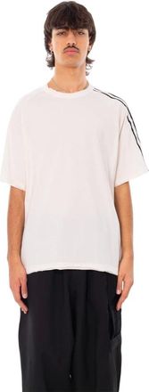 Yohji Yamamoto Homme, Tops, Blanc, Taille: M Painted Stripes Raw Edge Tee
