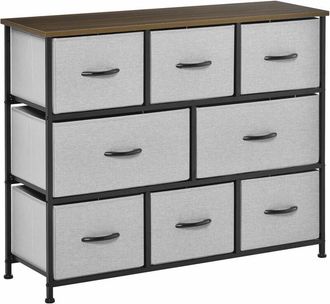 HOMCOM Homcom - Commode meuble de rangement 8 tiroirs pliables en tissu 100 x 30 x 78,5 cm gris
