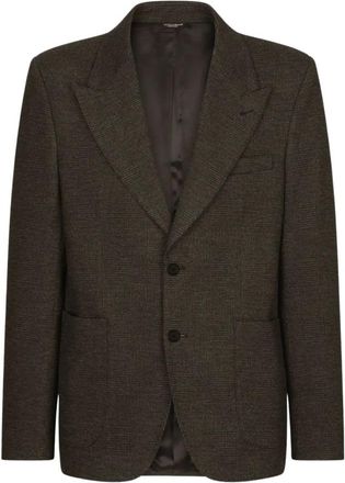 Dolce & Gabbana Homme, Costumes, Gris, Taille: M Veste en jersey extensible &agrave; carreaux Prince de Galles