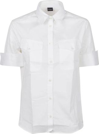 Fay Femme, Blouses et Chemises, Blanc, Taille: 36 FR Short Sleeve Shirt