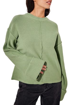 NA-KD Damen Gefaltete Ärmel Strickpullover Pullover, Jade, XS