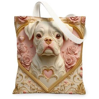 Generic Boxer Dog Sac fourre-tout en toile r&eacute;utilisable pour faire du shopping 33 x 38,1 cm, pour la Saint-Valentin, sac d&eacute;picerie r&eacute;utilisable pour femme, an