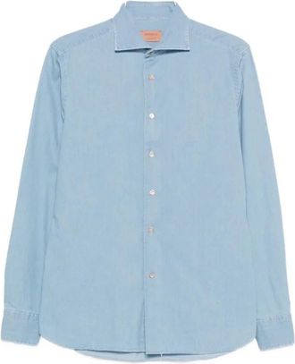 Borriello Homme, Chemises, Bleu, Taille: 5XL Cotton Denim Shirt