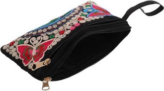 Valiclud BESTYASH Pochette Boh&egrave;me Brod&eacute;e et Fleurs Paquet &agrave; Main Ethnique Vintage L&eacute;ger Petite Pochette de Soir&eacute;e pour Femme Porte-Monnaie Compact et Solide en