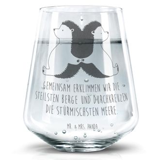 Mr. & Mrs. Panda Trinkglas Igel h&auml;ndchenhaltend - Geschenk, Wasserglas, Freundin, Lieblingsmensch, Liebe, Verknallt, Dekoglas, Becherglas, Borosilikatglas, Love, Bezie
