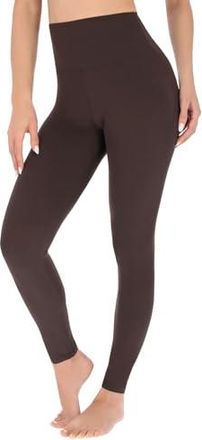 FUTURO FASHION Legging Taille Haute Doux et décontracté pour Femme - Confortable au Quotidien - Extensible - Non Transparent - Taille S à XXL, Marron, L-XL