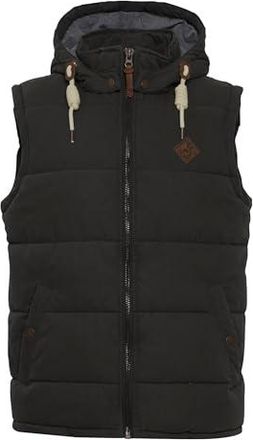 Solid SDDry Homme Gilet matelassé Veste sans Manches Outdoor avec Capuche Col Montant Poches passepoilée Mélange de Coton Regular Fit, Taille:M, Couleur:Bla