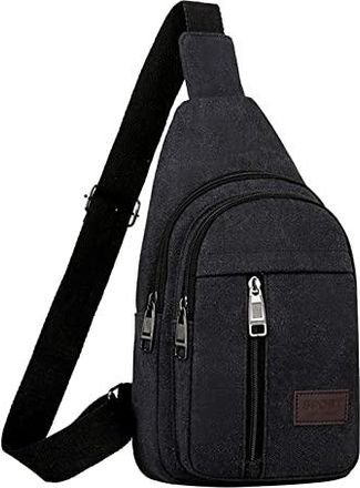 Generic Sac &agrave; bandouli&egrave;re en cuir pour homme - Style d&eacute;contract&eacute; - Couleur unie, Noir, Taille unique