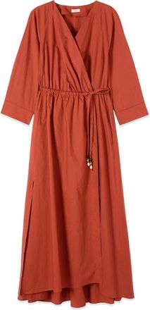 Oltre Femme, Robes, Orange, Taille: 38 FR Robe portefeuille en popeline