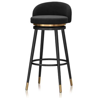 Generic Drehbare Barhocker, 2er-Set, Barhocker mit R&uuml;ckenlehne, K&uuml;chenhocker in Tresenh&ouml;he/Schwarze Beine