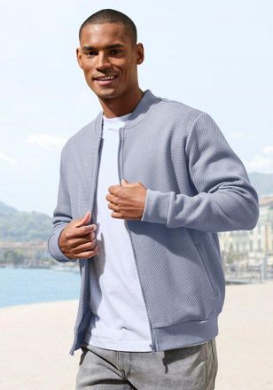 John Devin Sweatjacke aus Struktur-Qualit&auml;t, relaxed fit in Struktur-Qualit&auml;t, mit Rei&szlig;verschluss
