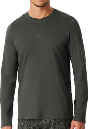 Schiesser Herren Schlafanzugoberteil Shirt 1/1 Langarm Knopfleiste - 182517, Gr&ouml;&szlig;e Herren:54, Farbe:dunkelgr&uuml;n