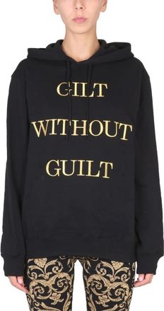 Moschino Femme, Sweatshirts et sweats &agrave; capuche, Noir, Taille: 34 FR Drawstring Hood Front Log