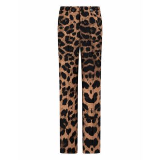 Philipp Plein Pantalon Droit Leopard - Femme - Pantalons - Brun - Taille: 40 FR