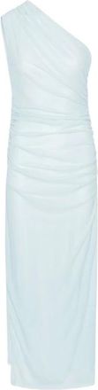 Rotate Rotate Birger Christensen, Femme, Robes, Bleu, Taille: 44 FR Long One-Shoulder Slim Dress