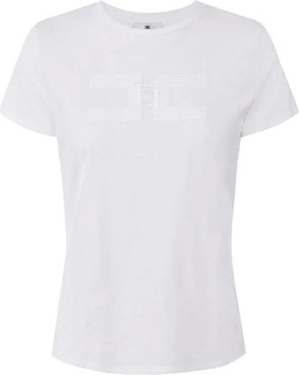 Elisabetta Franchi Femme, Tops, Blanc, Taille: 42 FR Cotton Jersey T-Shirt
