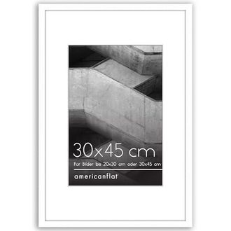 Americanflat Bilderrahmen 30x45 cm Wei&szlig; - Bilderrahmen 20x30 cm mit Passepartout - aus Kunststoff mit poliertem Plexi-Scheibe