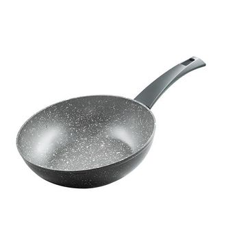 Zanetti DuraPietra Po&ecirc;le Wok Induction 24 cm, Po&ecirc;le Wok antiadh&eacute;sive convient &eacute;galement &agrave; linduction, diam&egrave;tre 24 cm, couleur gris