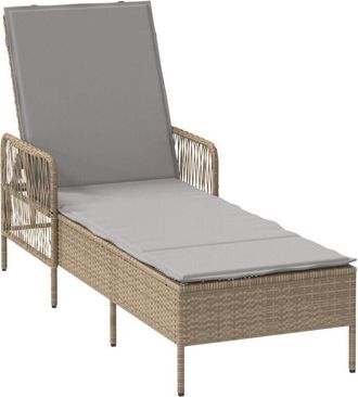 vidaXL Vidaxl - Sonnenliege mit Kissen Beige 157 x 55 x 92cm Poly-Rattan