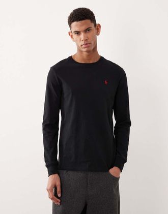 Polo Ralph Lauren T-shirt ajust&eacute; &agrave; manches longues et logo embl&eacute;matique - Noir