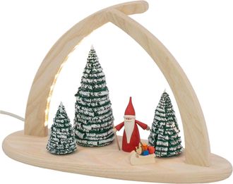 Seiffener Volkskunst | Fensterbeleuchtung Weihnachtsbeleuchtung | LED Spitzbogen Weihnachtsbogen Schwibbogen Lichterbogen | Weihnachtsdeko aus dem Erzgebirge | 29x21 cm | 