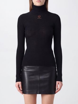 Versace Pull &agrave; col roul&eacute; slim fit en coton m&eacute;lang&eacute; &agrave; manches longues