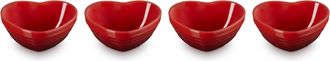 LE CREUSET Le Creuset Mini-Sch&uuml;ssel aus Steingut, Herzform, Kirschrot, 4 St&uuml;ck