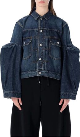 sacai Femme, Vestes, Bleu, Taille: 42 FR Veste en jean