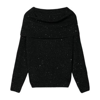 Oltre Femme, Pulls, Noir, Taille: 42/44 FR Haut &agrave; Sequins &agrave; &Eacute;paules D&eacute;nud&eacute;es