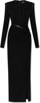 Versace Femme, Robes, Noir, Taille: 36 FR Robe longue avec inserts en cuir