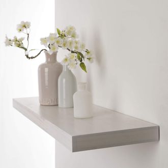 Duraline Regal Dekoregal Schwebendes Wandregal Selbsttragendes Regalboard Pawlonia Whithe | 80 x 23,5 x 3,8 cm | Weiß, Weiss