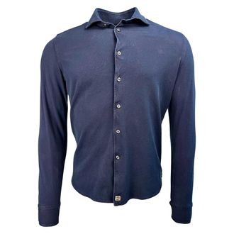 Sonrisa Homme, Chemises, Bleu, Taille: S Chemise en jersey de piqu&eacute; de coton bleu nuit
