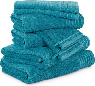 M&ouml;ve Handtuchset New Classic 8-TLG Handt&uuml;cher - 2X 20x15 cm + 2X 30x50 cm + 2X 50x100 cm + 2X 67x140 cm, 100% Baumwolle, Lagoon