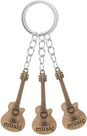 Frcolor Lot de 3 Porte-cl&eacute;s Musical de Guitare Bronze, Mini Pendentifs Instruments de Musique Multifonctionnels, Ornements Suspendus &Eacute;l&eacute;gants pour Paquet, Cl&eacute;