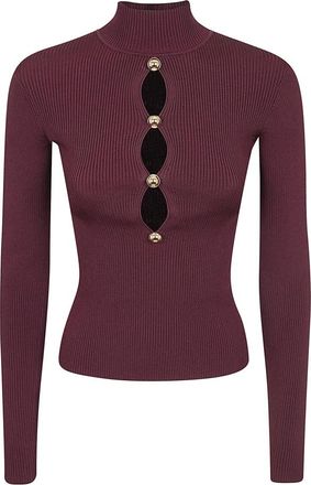 Self Portrait Femme, Pulls, Violet, Taille: 36 FR Keyhole Knit Top