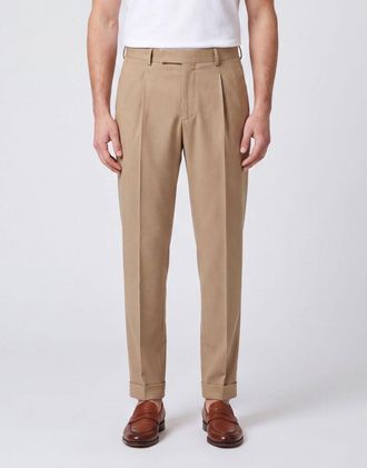 Pantaloni Torino Slim-Fit-Anzughose aus Schurwolle mit Bundfalten