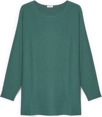Fiorella Rubino Femme, Pulls, Vert, Taille: 40/42 FR Pull En Maille C&ocirc;tel&eacute;e Avec Manches Kimono