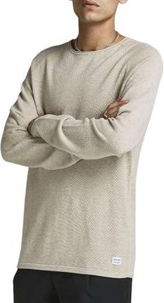 Jack & Jones Jjehill Knit Crew Neck Noos Homme Pull, Beige, M